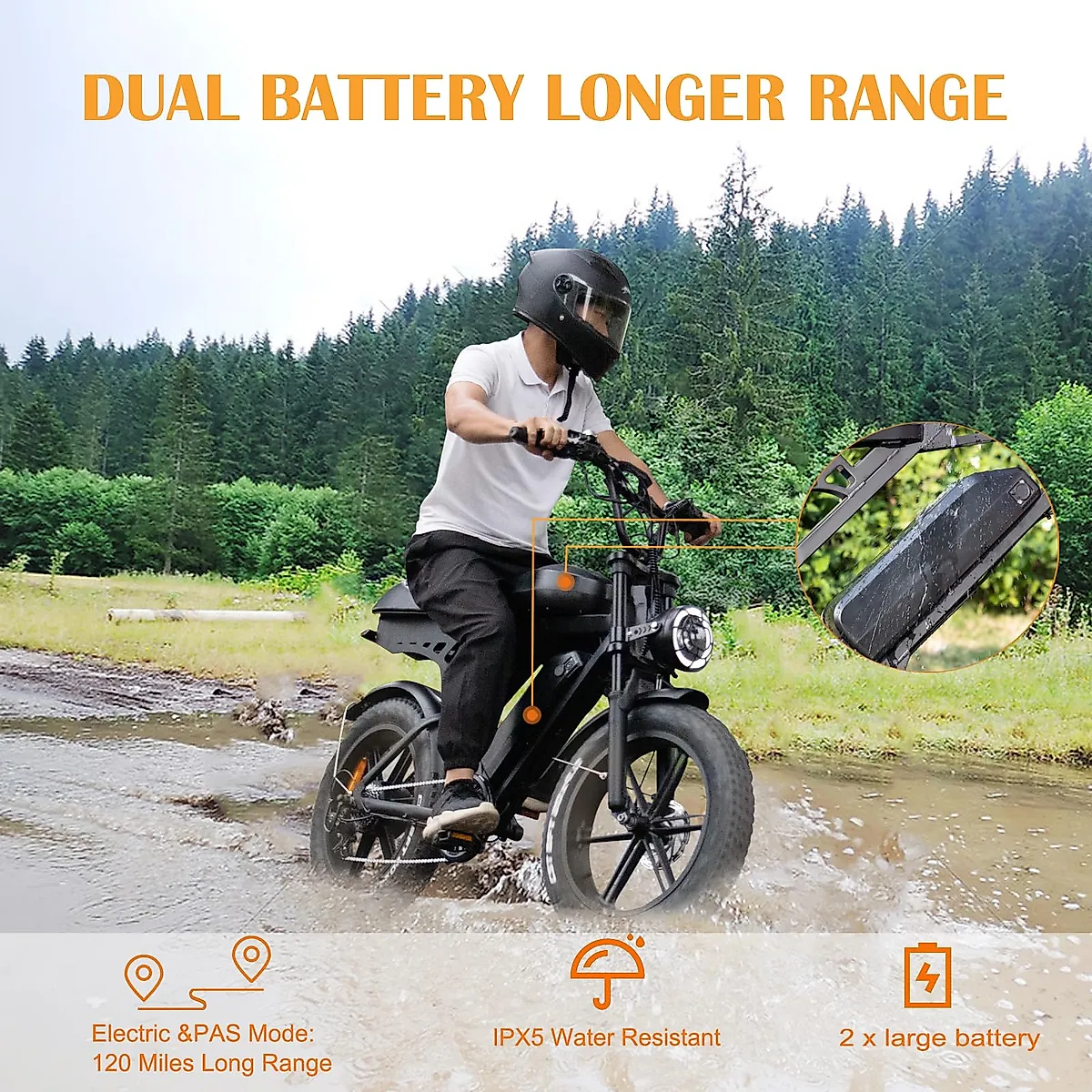 Besintu Electric Bike for Adults 1500W Motor Fat Tire E Bike, Up to 28MPH & 70Miles, Electric Mountain Bike 7-Speed 5-Layer Full Suspension for Off-Road Dirt Bicycle Dual Hydraulic Brake