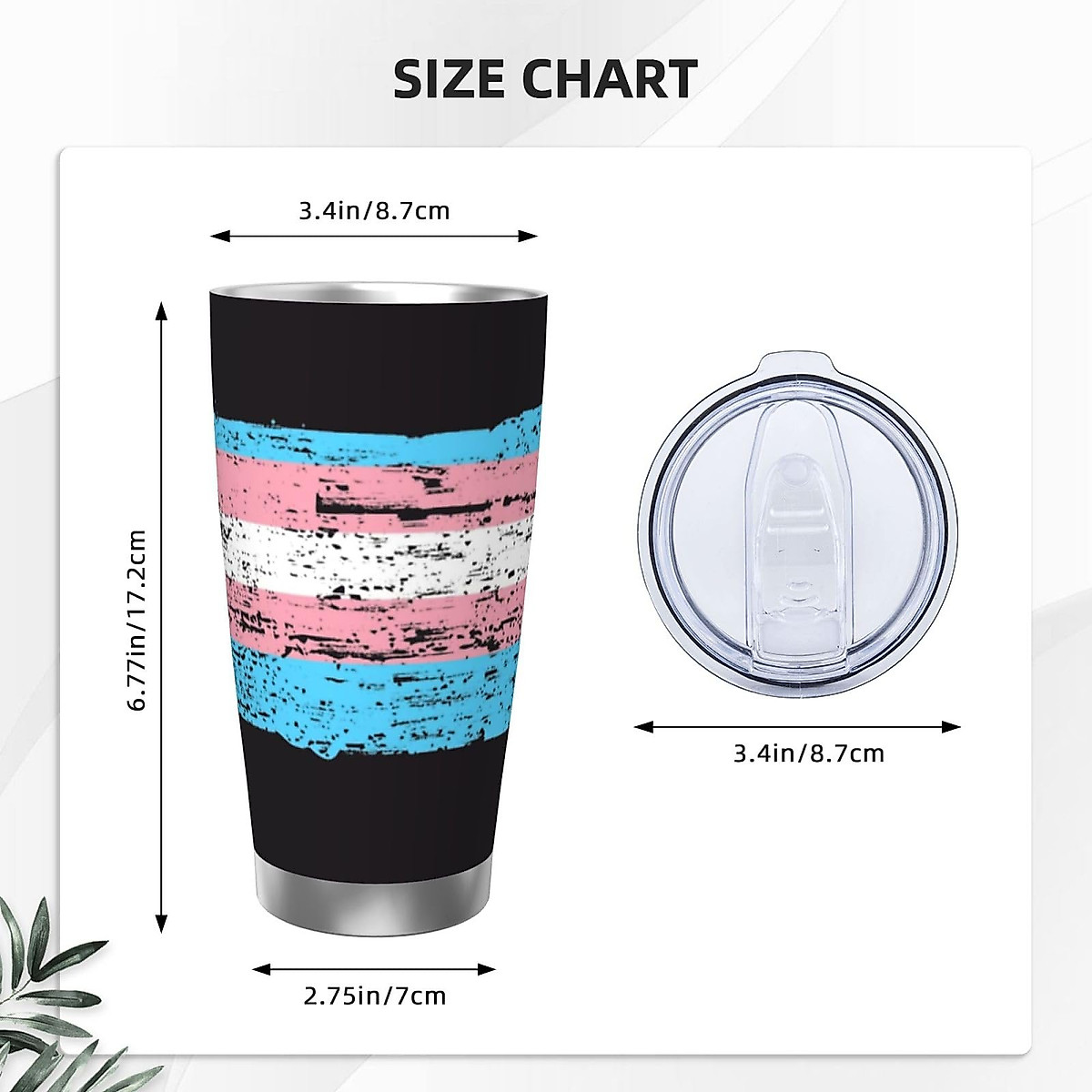 Uniwneds Transgender Pride Flag Stainless Steel Tumbler Mugs With Lid And Straw 20 Oz Insulated Travel Coffee Mugs Cap Bottle Gifts For Women Men