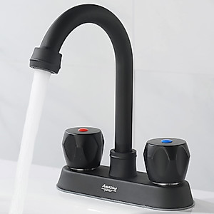 Bathroom Faucets 4 Inch Centerset Bathroom Faucet 2 Handle Faucet for Bathroom Sink with 2 and 3 Hole, Lead-Free Faucets for Bathroom Sink Vanity Rv Sink Faucet, Matte Black