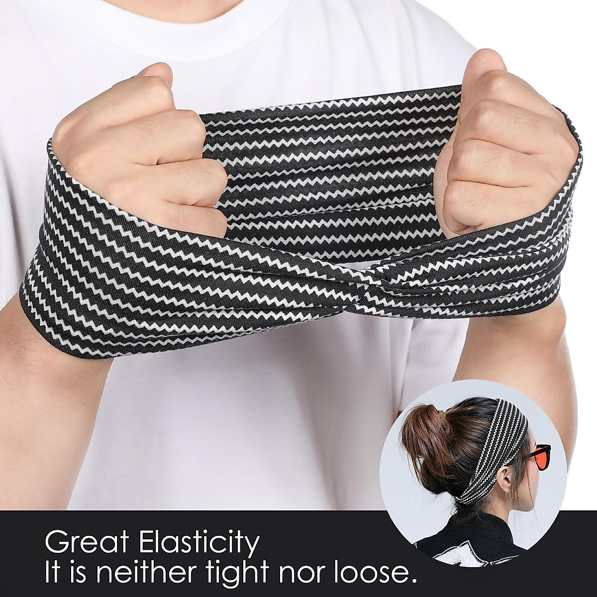 Achiou Boho Headbands for Women, Twist Knotted Head Bands for Women's Curly Hair Non Slip, Wide Turban Cloth Hairbands, Elastic Hair Accessories for Girls Yoga 6 Pack Two Size