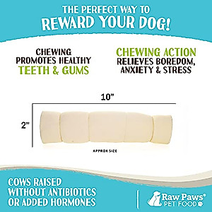 Raw Paws 10-inch Retriever Beef Cheek Rolls for Dogs, 4-ct - Packed in USA - Safe Rawhide Alternative Dog Chews - Free-Range Cow Cheek Rolls for Dogs - Retriever Rolls for Large Dogs