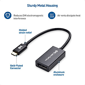 Cable Matters 32.4Gbps USB C to DisplayPort 1.4 Adapter, 4K@240hz, 8K@60hz, and HDR Support -Thunderbolt 4 / USB4 Compatible with Oculus Rift S, iPad Pro, iPhone 15 Pro, MacBook Pro, XPS, Surface