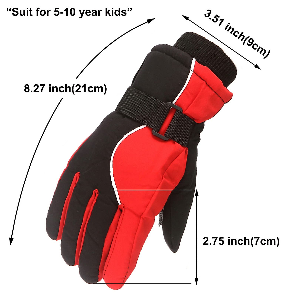 Aniywn Kids Winter Ski Gloves Waterproof Windproof Snow Gloves Aged 5-10 Boys Girls Lining Warm Gloves for Cold Weather