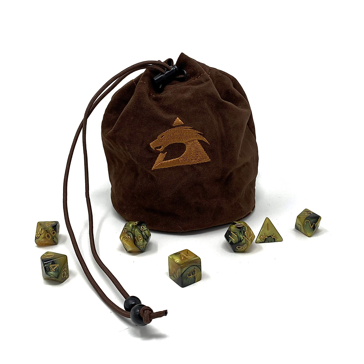 Dundra Multipocket Dice Bag - DND Velvet Pouch - Large Dice Bags for D&D with Pockets - Soft Case for RPG Dice Storage - Drawstring Pouches for Role Playing Games Dice Set - Polyhedral Dice Holder Bag