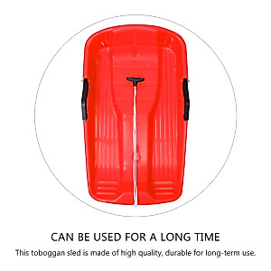 BESPORTBLE Snow Sled Toboggan Sled Plastic Sport Toboggan Winter Snow Sled Downhill Snow Board with Pull Rope Red