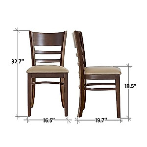 Livinia 5 Piece Cabin Wooden Dining Room Table Set with 4 Ladder Back Chairs (Walnut)