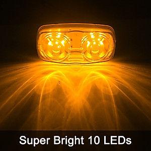 Konrali 14Pcs Double Bullseye Led Marker Lights 10 LED, 2x4 Rectangle Led Trailer Marker Lights Red/Amber Surface Mount 12V Airstreams RV Camper Led Marker Clearance Lights Sealed (7 Amber+ 7 Red)