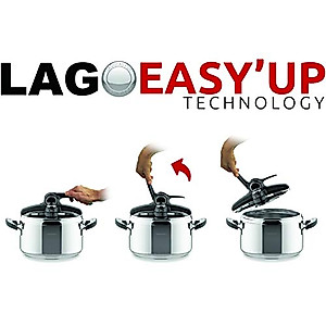 Lagostina Briosa Lagoeasy'Up Pressure Cooker 7 Litres Stainless Steel 18/12