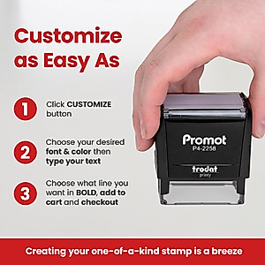 Promot Self Inking Personalized Stamp - Up to 5 Lines of Personalized Text, Custom Address Stamp, Office Stamps, Customizable Rubber Stamp, Name Stamp for Business Easy to Change Ink Cartridge-Medium