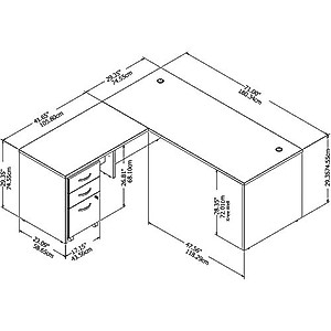 Bush Business Furniture Studio C Collection Desk, Return, Hutch and 3 DWR Mobile Pedestal, Platinum Gray