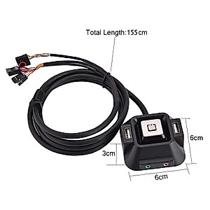 Desktop PC Switch Button with Dual USB Ports Power Reset Button Audio Microphone Port Refit, Desktop Computer Case Motherboard Power Supply Reset HDD Button Switch PC Power Switch for Families/Company