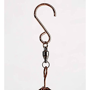 Wind & Weather Copper-Plated Dual Spiral Hanging Metal Wind Spinner, Steel, Ultra-Sensitive, Double Spinner, Kinetic Garden Art, Spinner 10" Dia. x 11" H, Chain 3" H