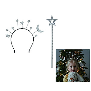 Tawecrew Glitter Star Moon Headband, Star Wand,Party Hair Hoop for Women Girls