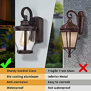 Miyole 12.5” Exterior Wall Light, Outdoor Wall Sconce Fixtures, Oil Rubbed Bronze Porch Light, Anti-Rust Wall Mount Lighting with Clear Seeded Glass for Exterior Porch Patio House Garage Farmhouse