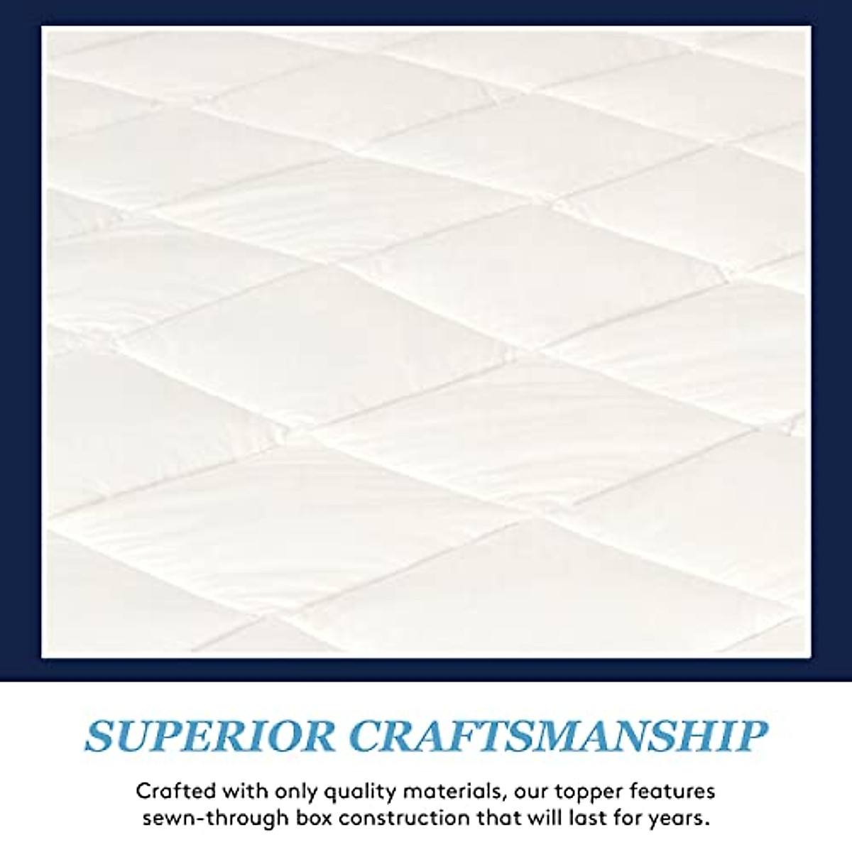 AmeriDown Deluxe Down Alternative Mattress Topper with Corner Elastic Band Attachments, Full Size Bed, White