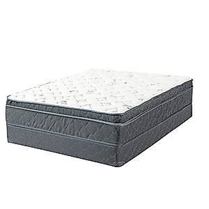Treaton 13-Inch Extra Firm Foam Encased Eurotop Hybrid Mattress & 8" Wood Traditional Box Spring/Foundation Set, Full, Black