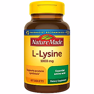 Nature Made L-Lysine 1000 mg, Dietary Supplement, 60 Tablets, 60 Day Supply