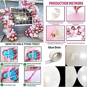 DUILE 144PCS Pink Balloons Garland Arch Kit Metallic Rose Gold Pink Rose Red Balloons Different Size for Birthday Party Bridal Baby Shower Wedding Party Decorations