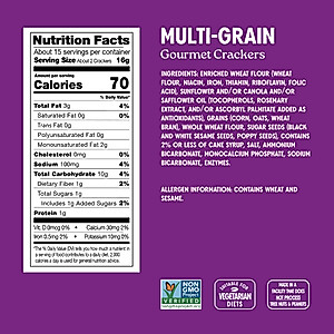 Milton's Gourmet Crackers, Original Multi-Grain - Non-GMO Project Verified, Natural Ingredients, Kosher, Great for Charcuterie Boards - 8.4 Oz, Pack of 4
