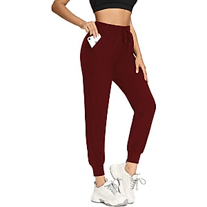 FULLSOFT Sweatpants for Women-Womens Joggers with Pockets Lounge Pants for Yoga Workout Running (Wine-2,Medium)