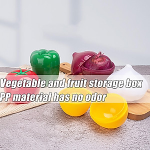 7PCS Fresh Food Savers Avocado Lemon Tomatoes Pepper Onion Garlic Shape Crisper Containers,Food Storage Containers with Lids,Reuseable Vegetable Fruits Sealing Box Fresh Bowls for Refrigerators