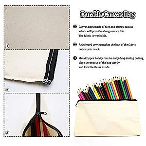 10 Pack Blank DIY Craft Bag Cotton Canvas Pen Pencil Case - Multipurpose Travel Black Zipper Bags Makeup Bag Invoice Bill Bag Gift Bags
