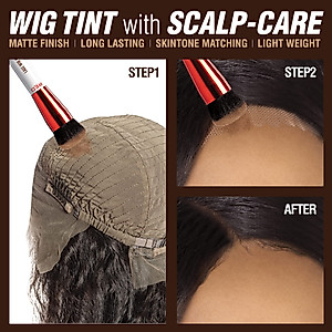 KISS NEW YORK Stocking Wig Cap 5 PCS (Natural Brown) with Lace Wig Powder Tinted (Medium Brown)