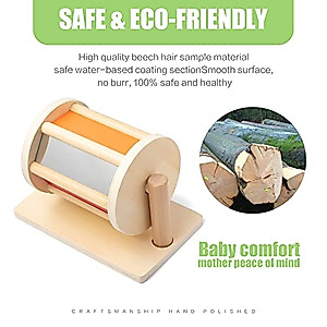 JOCY Montessori Toys for Babies 6-12 Months,Wooden Baby Spinning Rainbow Montessori Drum Toys,Best Newborn Gift