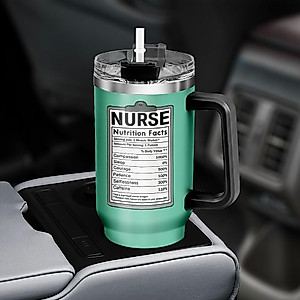 99OWL Cups Blue Light Er Engraved Straws Student Navy School Handle Funny Nursing, Nurse Gifts, Tumbler 40 Oz With Handle Lid And Straw, Nurse Life Shirt Pattern Nutrition Facts