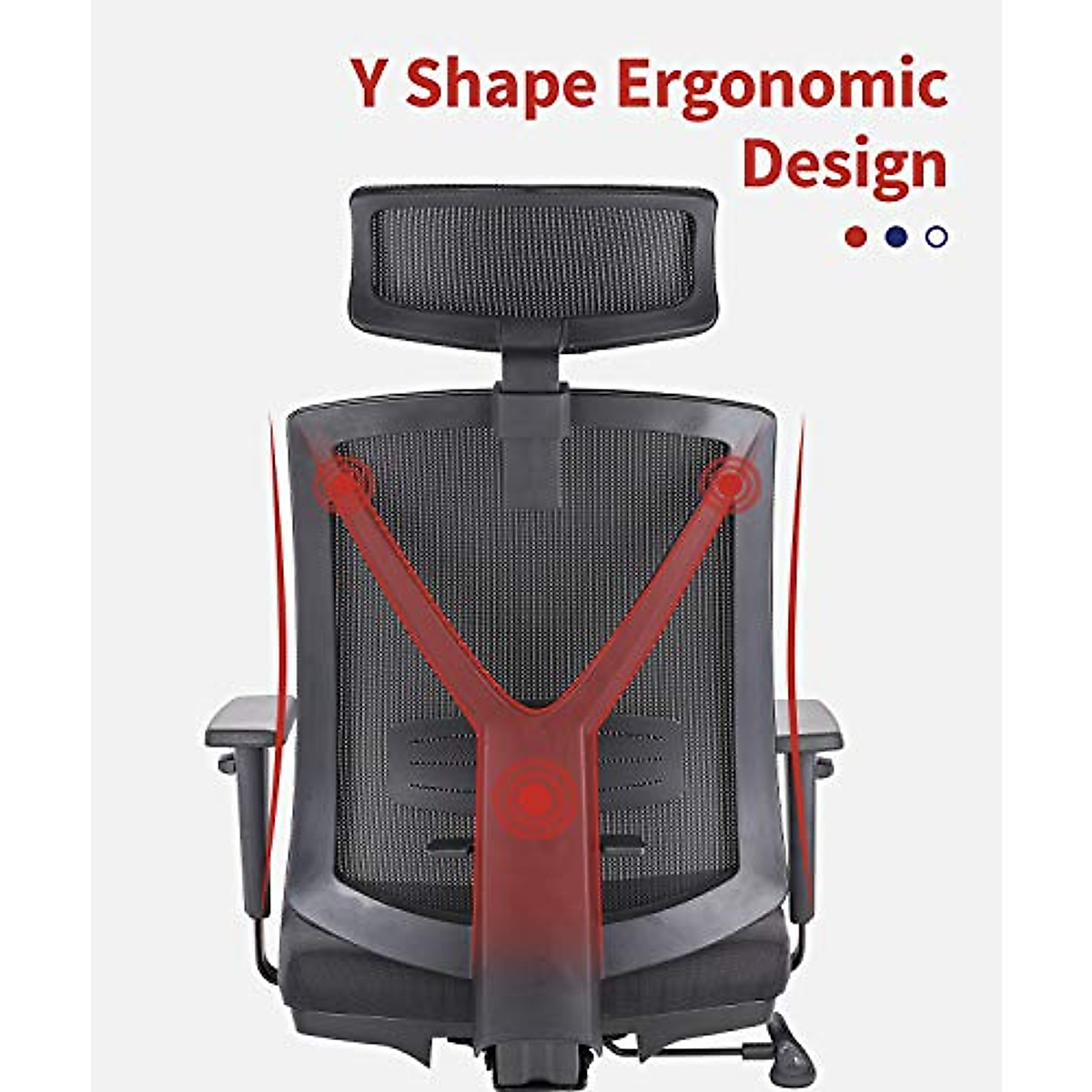 CLATINA Ergonomic High Mesh Swivel Executive Chair with Adjustable Height Head Arm Rest Lumbar Support and Upholstered Back for Home Office