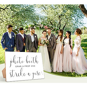 NODROY Wedding Table Sign, Photo Booth, 8×11 Wooden Sign With Stand, Minimalist Wedding Favor, Bridal Shower, Wedding Reception, Event Party Favor Supplies