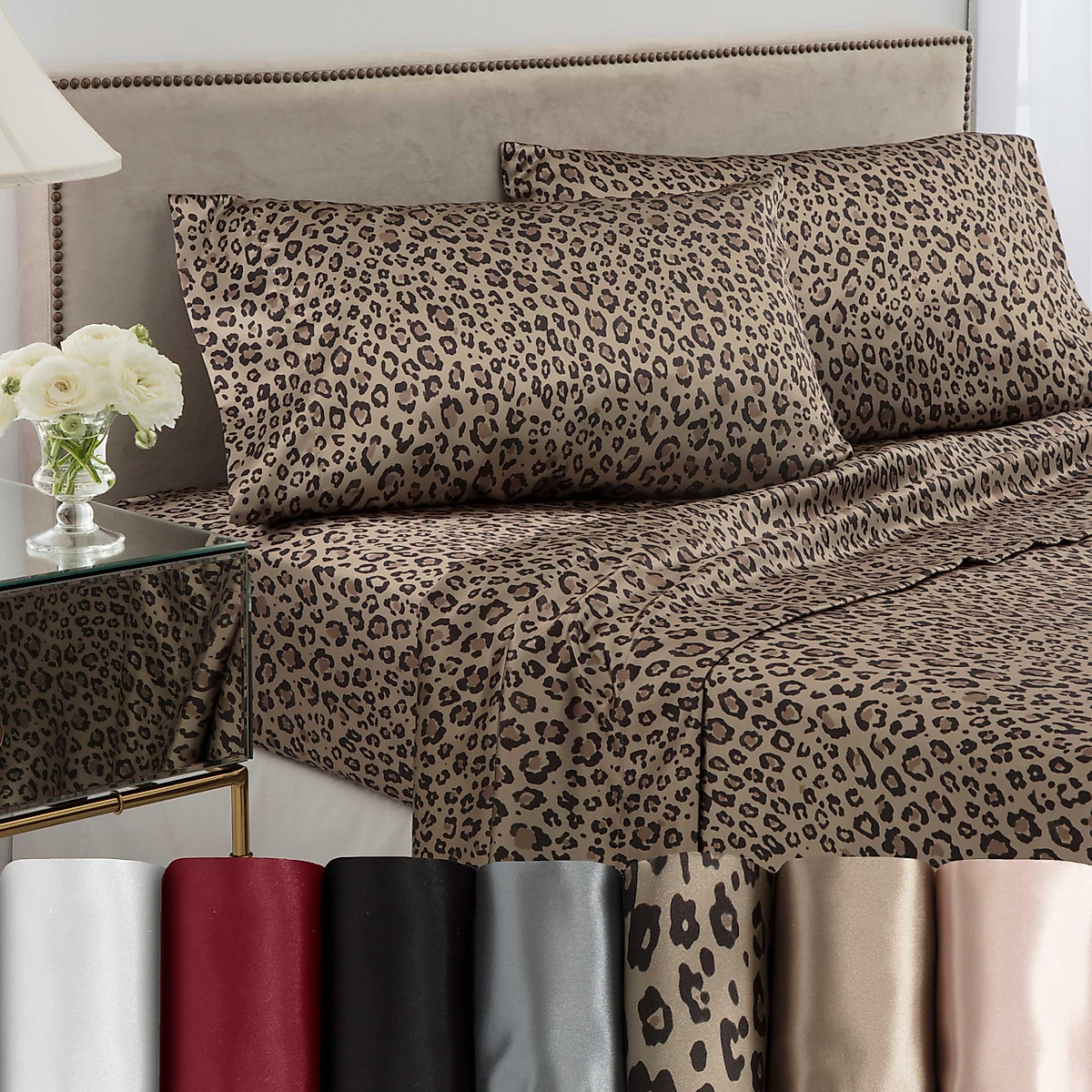 2 Pack Standard Pillow Cases – Silky Smooth Pillow Covers – Satin – Great for Hair & Skin – Luxury – Satin Pillowcase - Set of 2 – Leopard