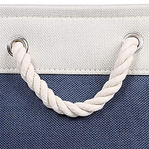 Syeeiex 10.5 Storage Cubes, 10.5'' X 10.5'' X 11'' Cube Storage Bins with Rope Handles, Storage Bin Cubes for Clothes Storage, Home, Nursery Home, Set of 3 Navy Bule & White