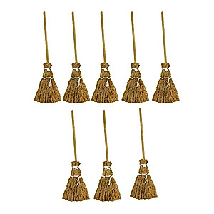 Yardwe 8pcs Miniature Artificial Mini Brooms Straw Craft Decoration Witches Accessory for Halloween Party