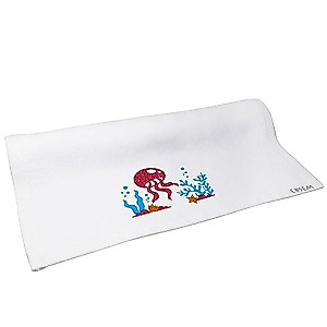 Ebsem Marine & Sea Life Hand Dish Towel 2 Pieces Set Premium Quality Turkish Towels Super Soft, Plush and Highly Absorbent Hammam Gym Nautical Yacht Boat Design (White, Jellyfish)