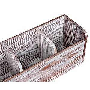 Mind Reader Vertical Flatware Holder, Painted Wood, Brown Utensil Organizer, One Size