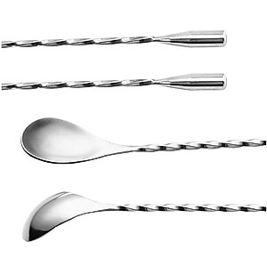 Hoshen 12 Inch Stainless Steel Long-Handled Spiral Twisted Spoon, Cocktail Mixing Spoon - 5 PCS