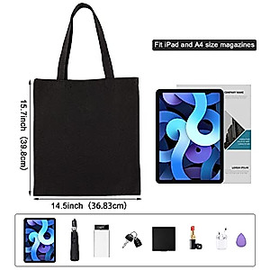 Canvas Tote Bag. 6|12|16 Bags Thickening Series of Grocery Blank Canvas Bags Suitable for DIY gifts, Heavy Duty, Promotions, Black, 12-Pack