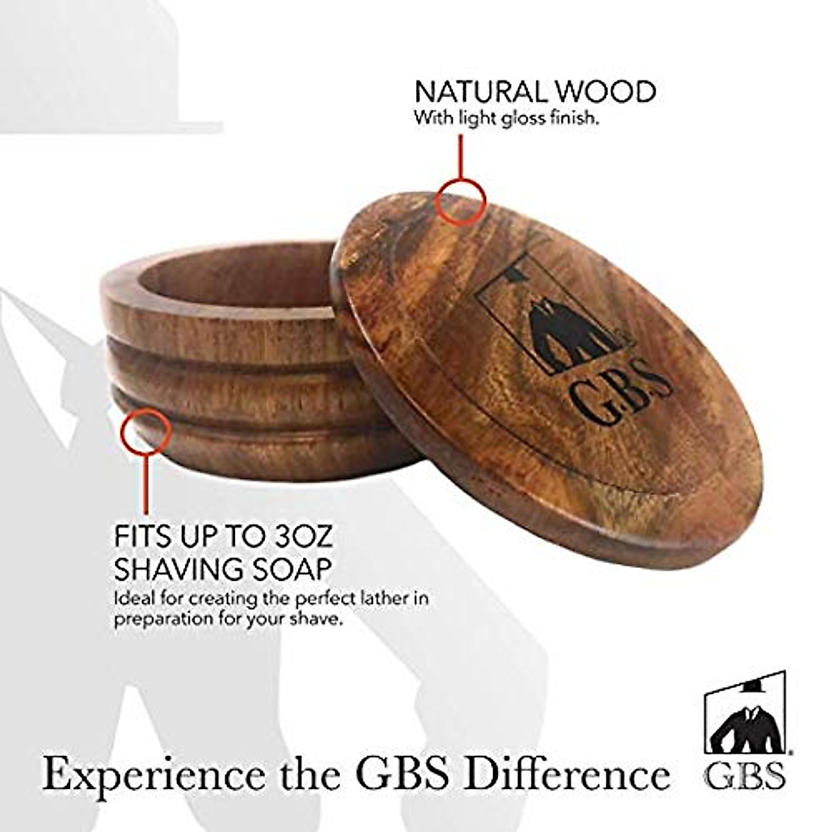 G.B.S Wood Shaving Mug/Bowl with Lid 3.5in Diameter