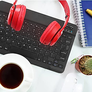 Ultra-Slim Rechargeable Bluetooth Keyboard Compatible with Microsoft Surface Duo and Other Bluetooth Enabled Devices Including All iPads, iPhones, Android Tablets, Smartphones, Windows pc, Black