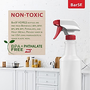 Bar5F16-Ounce Empty Plastic Spray Bottles Heavy-Duty Leakproof All-Purpose Cleaning and Gardening Made in USA, 2 pack