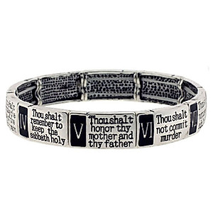 4030037 10 Commandments Stretch Bracelet Christian Scripture Religious Thou