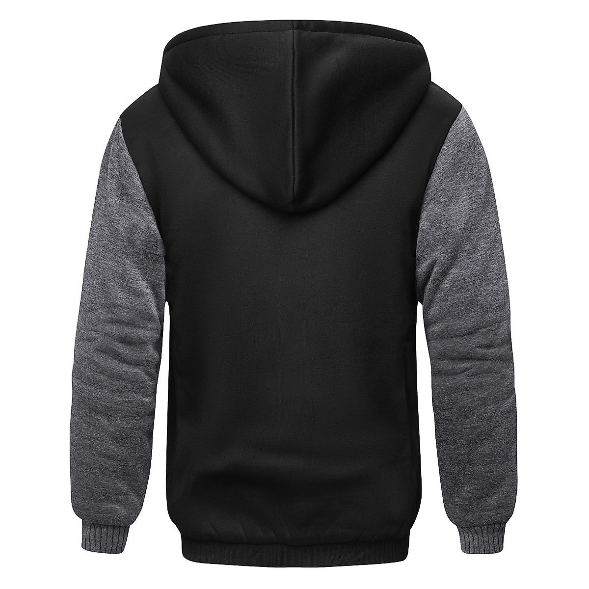 SCODI Hoodies for Men Heavyweight Fleece Sweatshirt - Full Zip Up Thick Sherpa Lined Hooded Jacket Black Middle gray 2XL