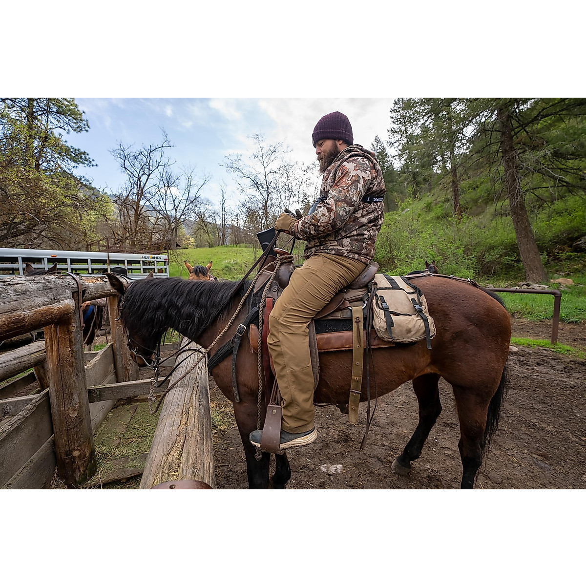 First Lite Men’s Sawbuck Brush Soft Shell Pant - Hunting Brush Pants with DWR - Dry Earth - 36 x 32