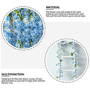DOITOOL 2pcs Artificial Hydrangea Flower Vine Wisteria Vines Cattleya Flowers Plants for Wedding Party Home Garden Wall Decoration Sky- Blue