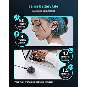 iFory True Wireless Earbuds, Bluetooth 5.3 in-Ear Earphones with Game/Music Mode 60ms Low-Latency Headphones, 40H Playtime Headset Noise cancelation, Auto Pairing Charging Case Headphones (Black)