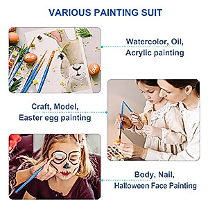 Paint Brush Set, Heartybay 10Pcs Paint Brushes for Acrylic Painting, Water Color Paintbrushes for Kids, Easter Egg Painting Brush, Face Paint Brush for Halloween, Round Pointed Tip Detail Small Brush