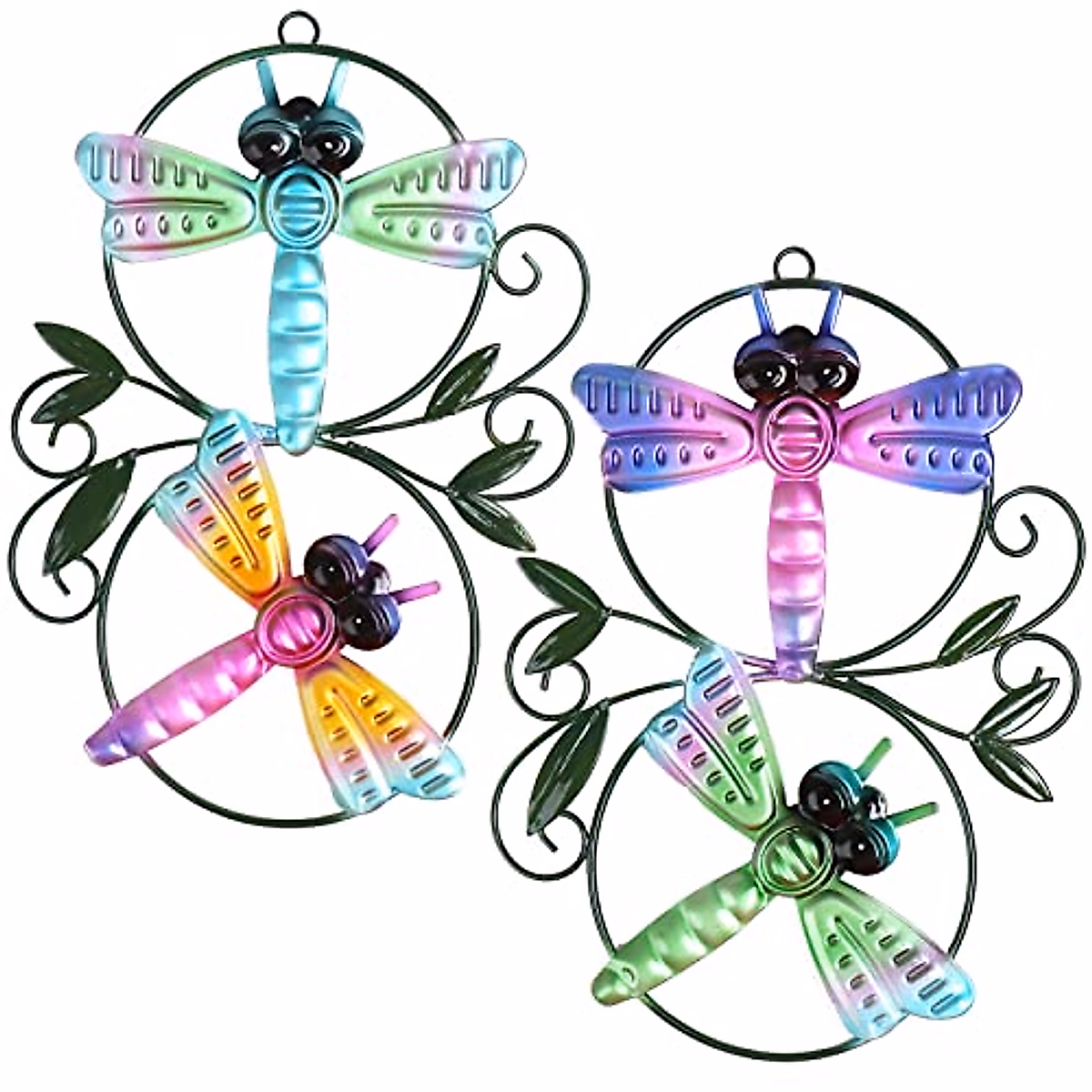 ASAKOKEA Metal Wall Decor Cute Dragonfly Metal Yard Art Garden Decor Outdoor Gifts for Women - Set of 2