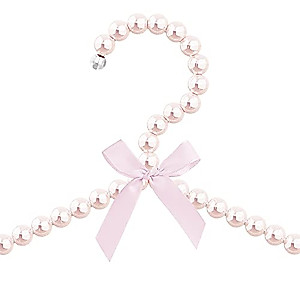 Linkidea 20 Pack Faux Pearl Beaded Clothes Hangers Bulk Pack, Wholesale Multi-Pack Elegant Clothes Dress Wedding Shop Pants Hanger, Closet Coat Storage Organizer Standard Hangers (Pink)