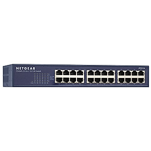 NETGEAR 24-Port Fast Ethernet 10/100 Unmanaged Switch (JFS524) - Desktop/Rackmount, and ProSAFE Limited Lifetime Protection